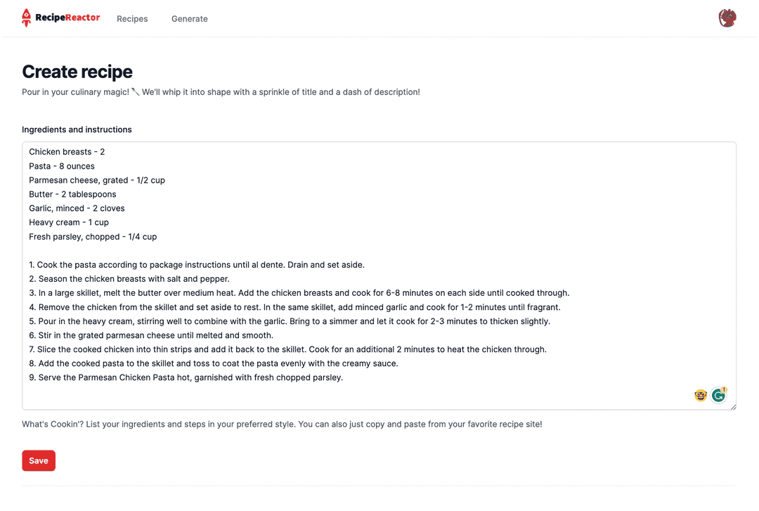 Recipe Reactor - The ultimate kitchen companion