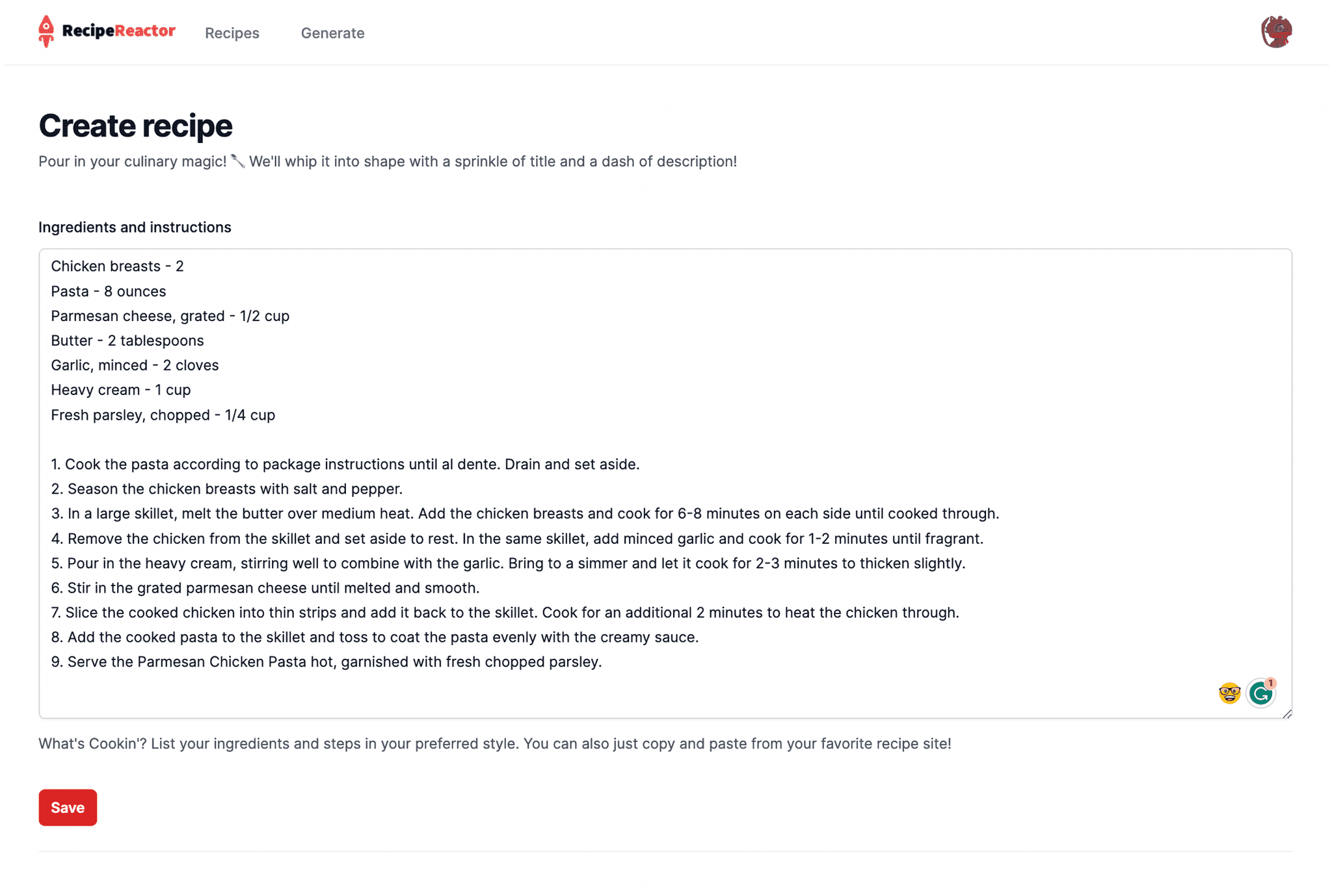 Recipe Reactor - The ultimate kitchen companion